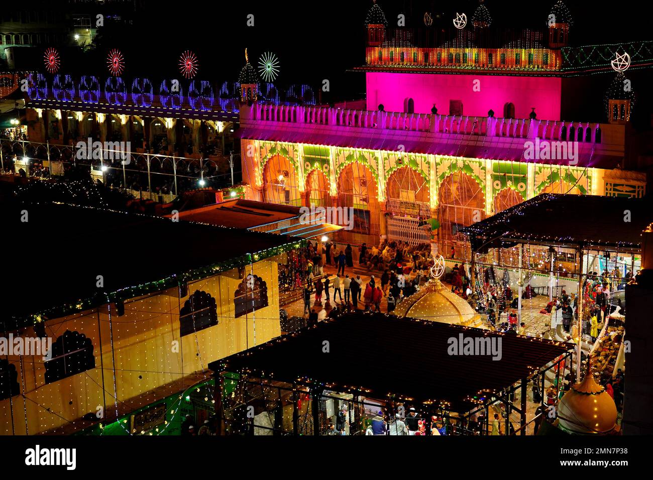 On 25 January 2023. lluminated view of Ajmer Dargah Sharif during urs ...