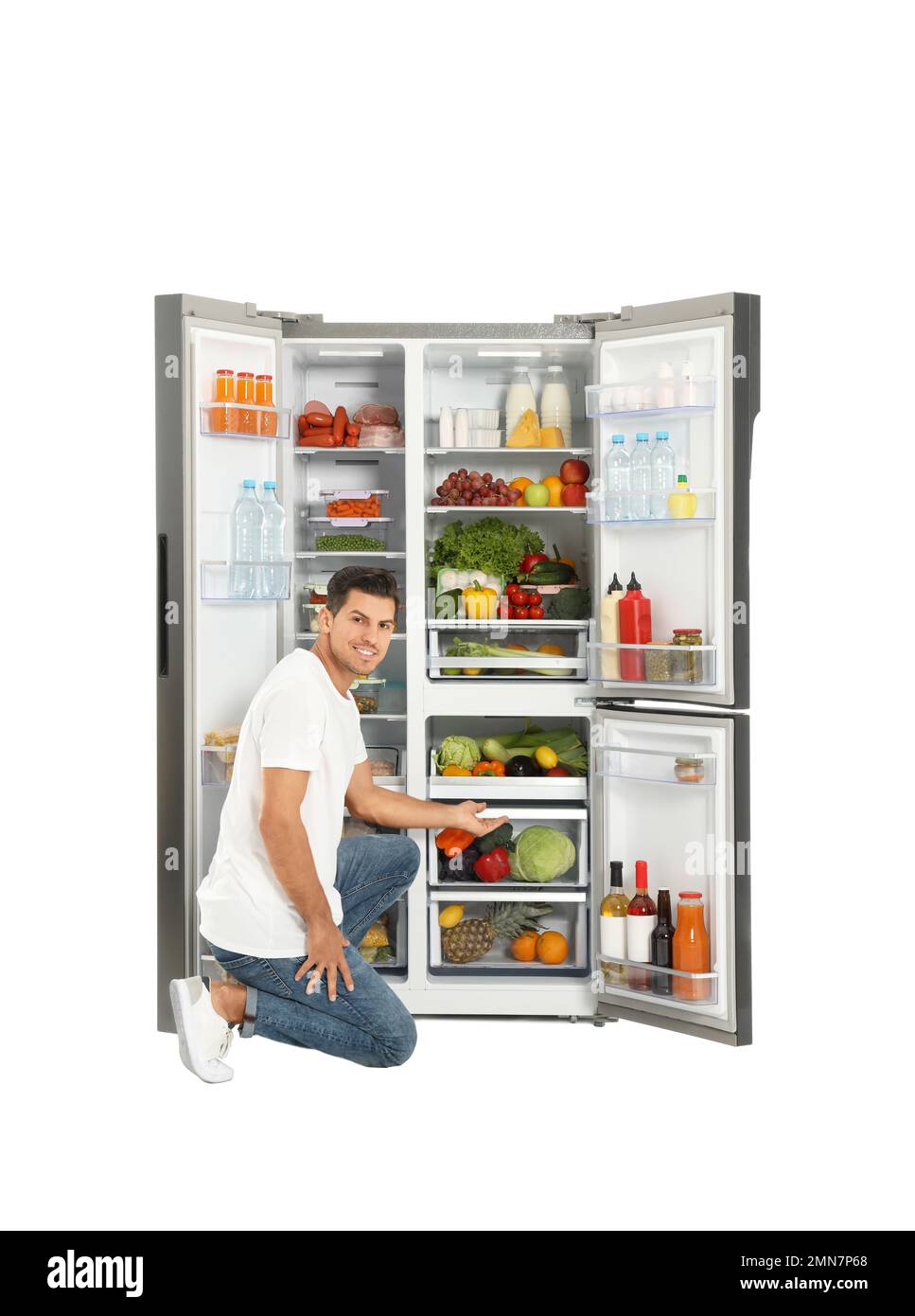 Open refrigerator food meat vegetables Cut Out Stock Images & Pictures ...