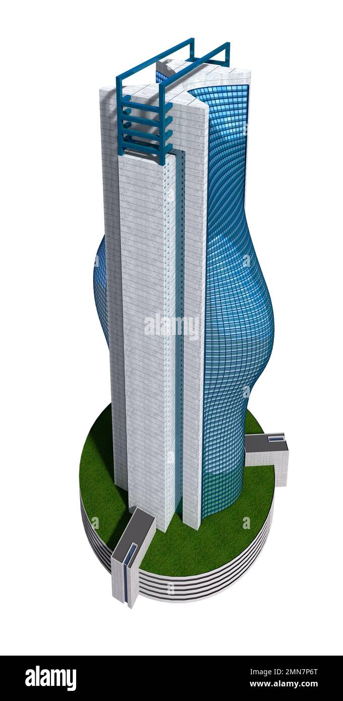 3D Futuristic city architecture rendered with the isolation path ...