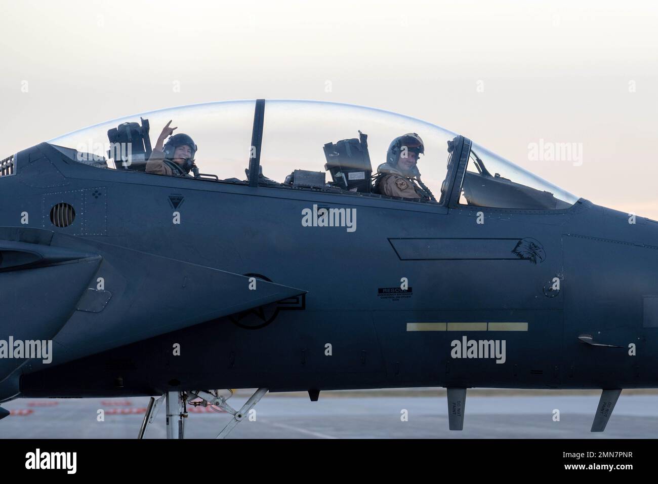 U.S. Air Force Airmen assigned to the 389th Fighter Squadron (FS) taxi ...