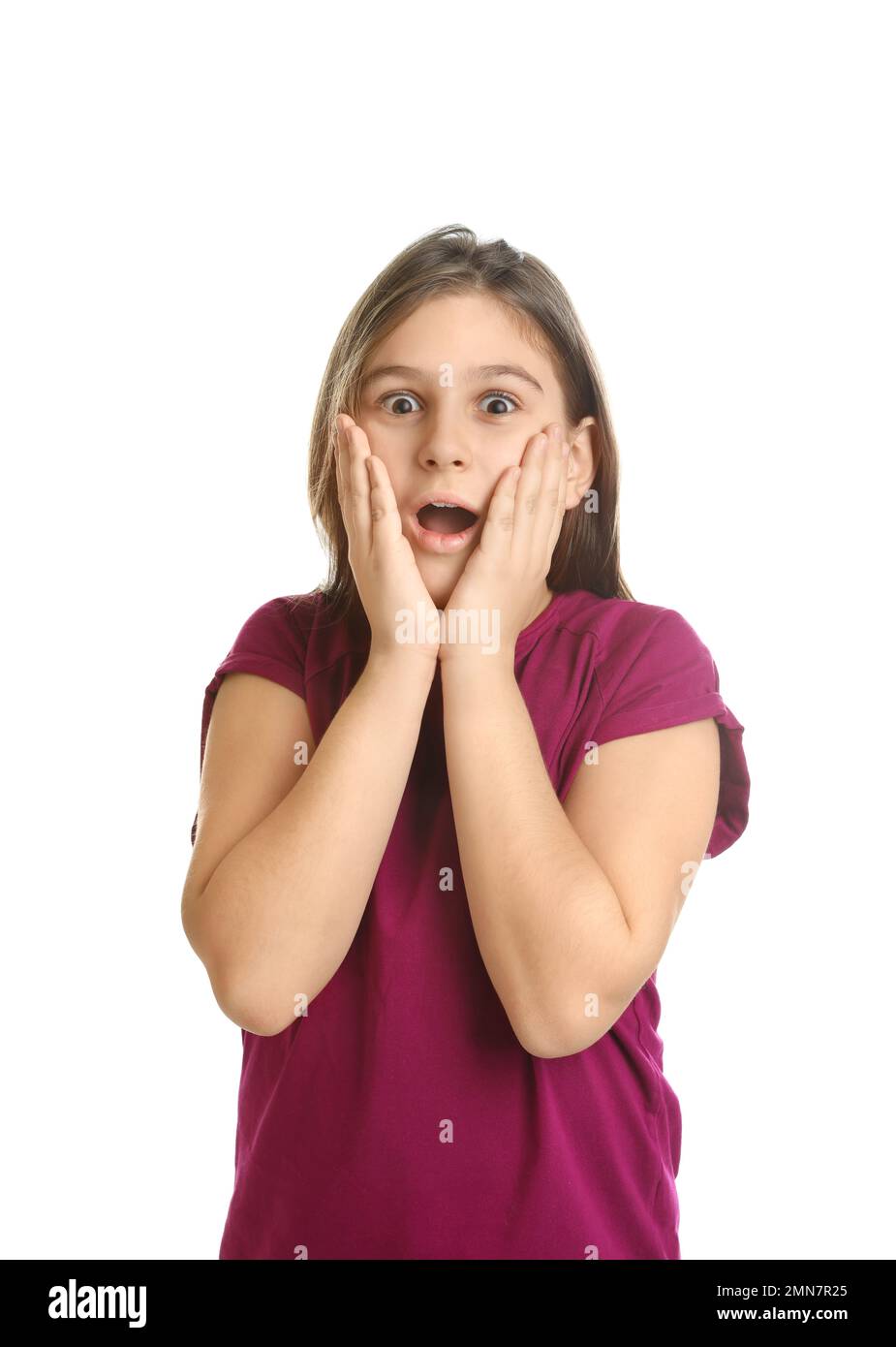 Portrait of emotional girl on white background Stock Photo - Alamy
