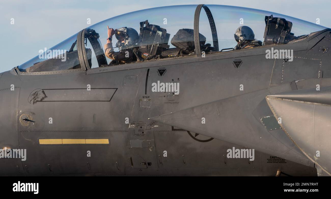 U.S. Air Force Airmen assigned to the 389th Fighter Squadron (FS) taxi ...