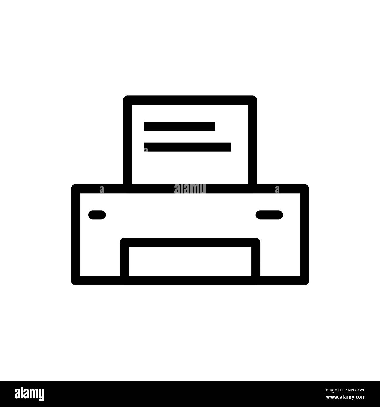 Printer icon line isolated on white background. Black flat thin icon on ...