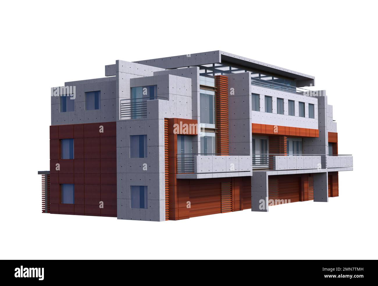 Apartment building architecture rendered with the isolation path ...