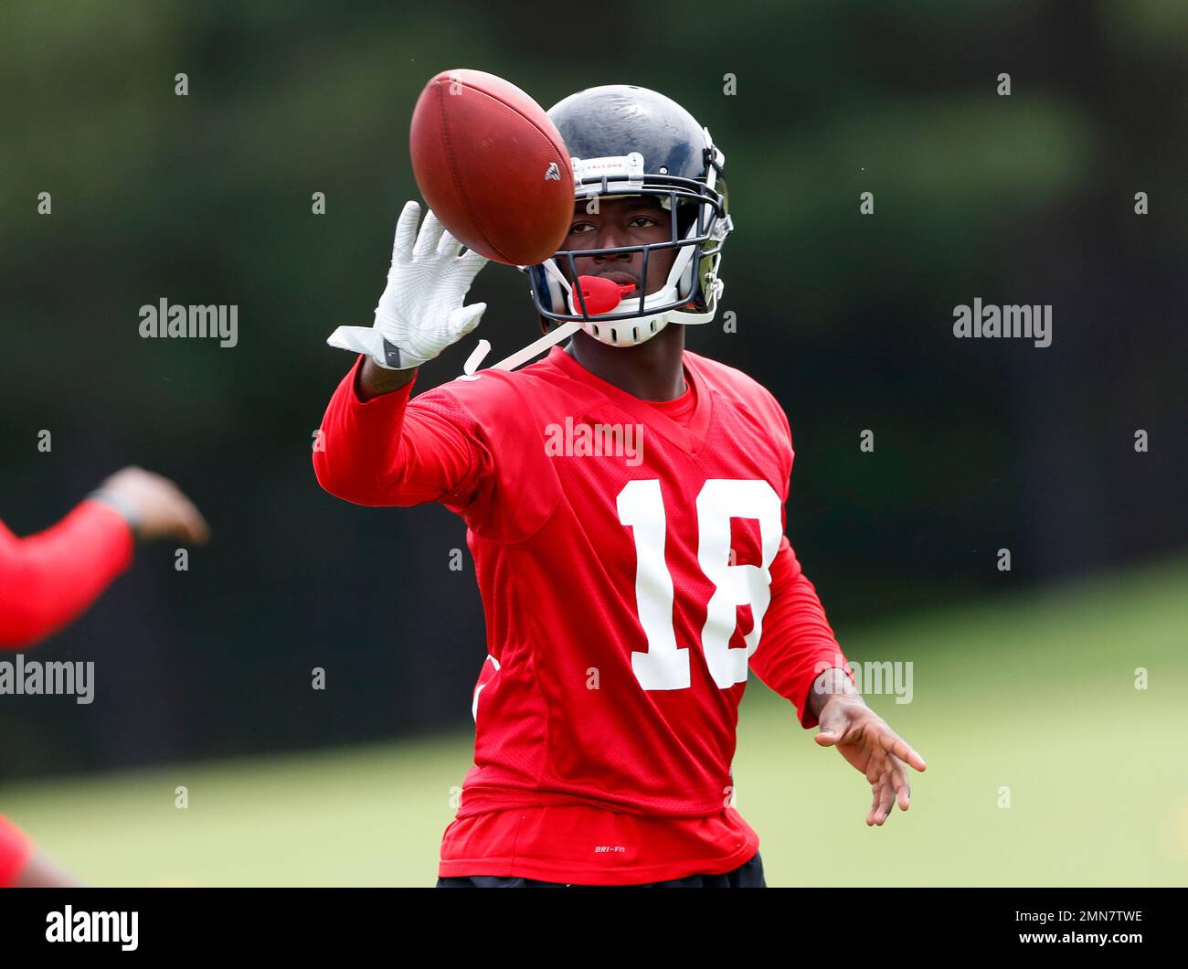 Atlanta Falcons wide receiver Calvin Ridley (18) catches a ball as he ...