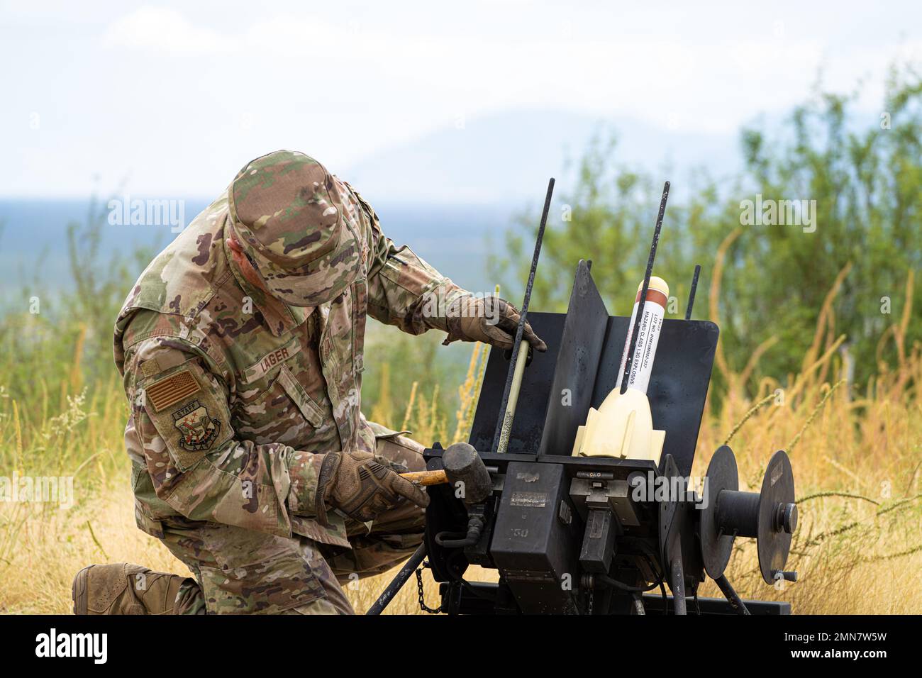 U.S. Air Force Master Sgt. Tony Lager, a munition systems specialist ...