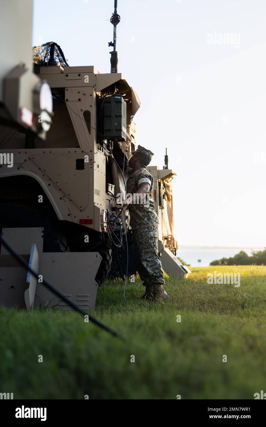 U.S. Marine Corps Lance Cpl. Tavasea Cathey, a radio operator with 3d ...