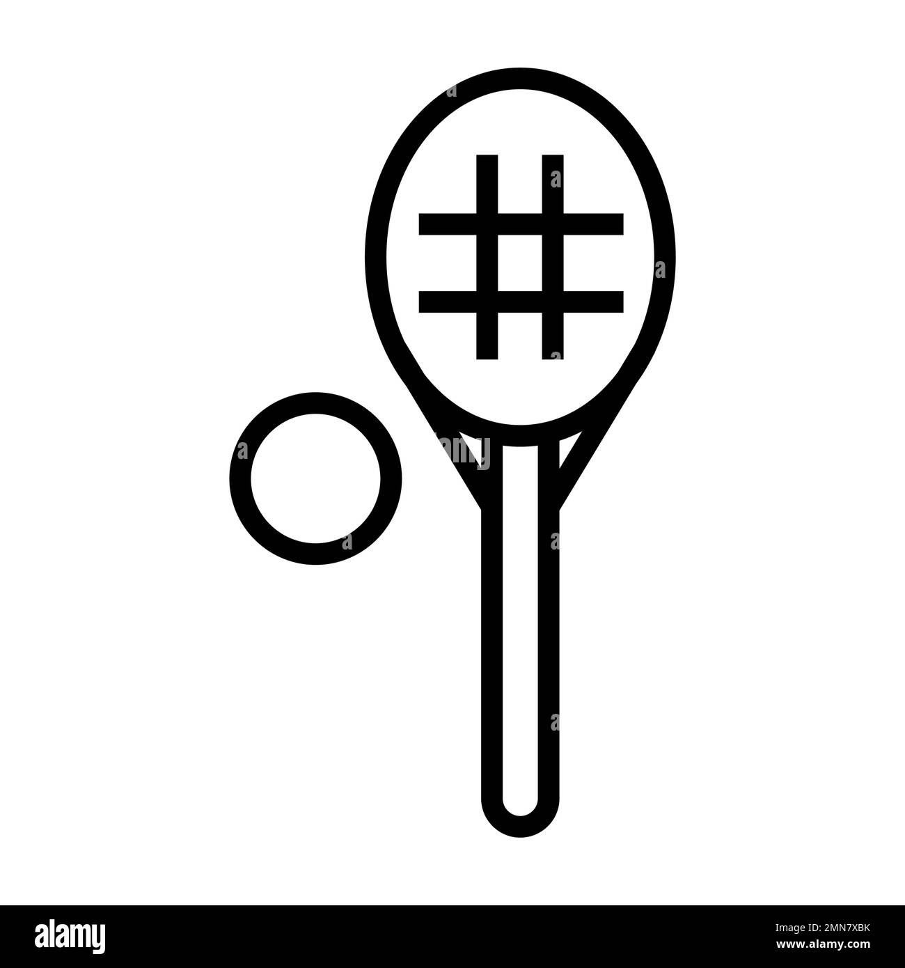 Tennis game icon line isolated on white background. Black flat thin ...