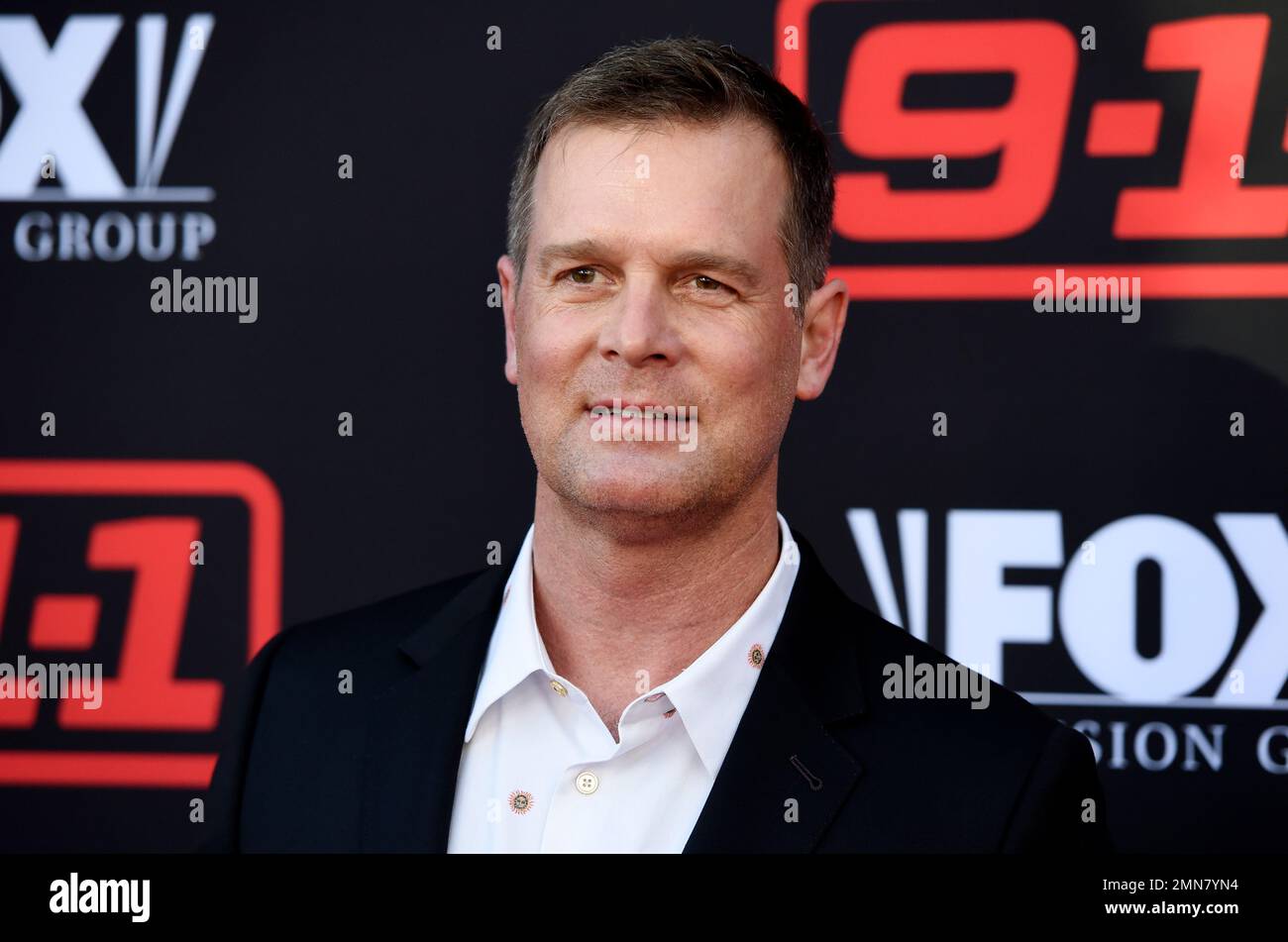 Peter Krause, a cast member in the television series "9-1-1," poses at ...