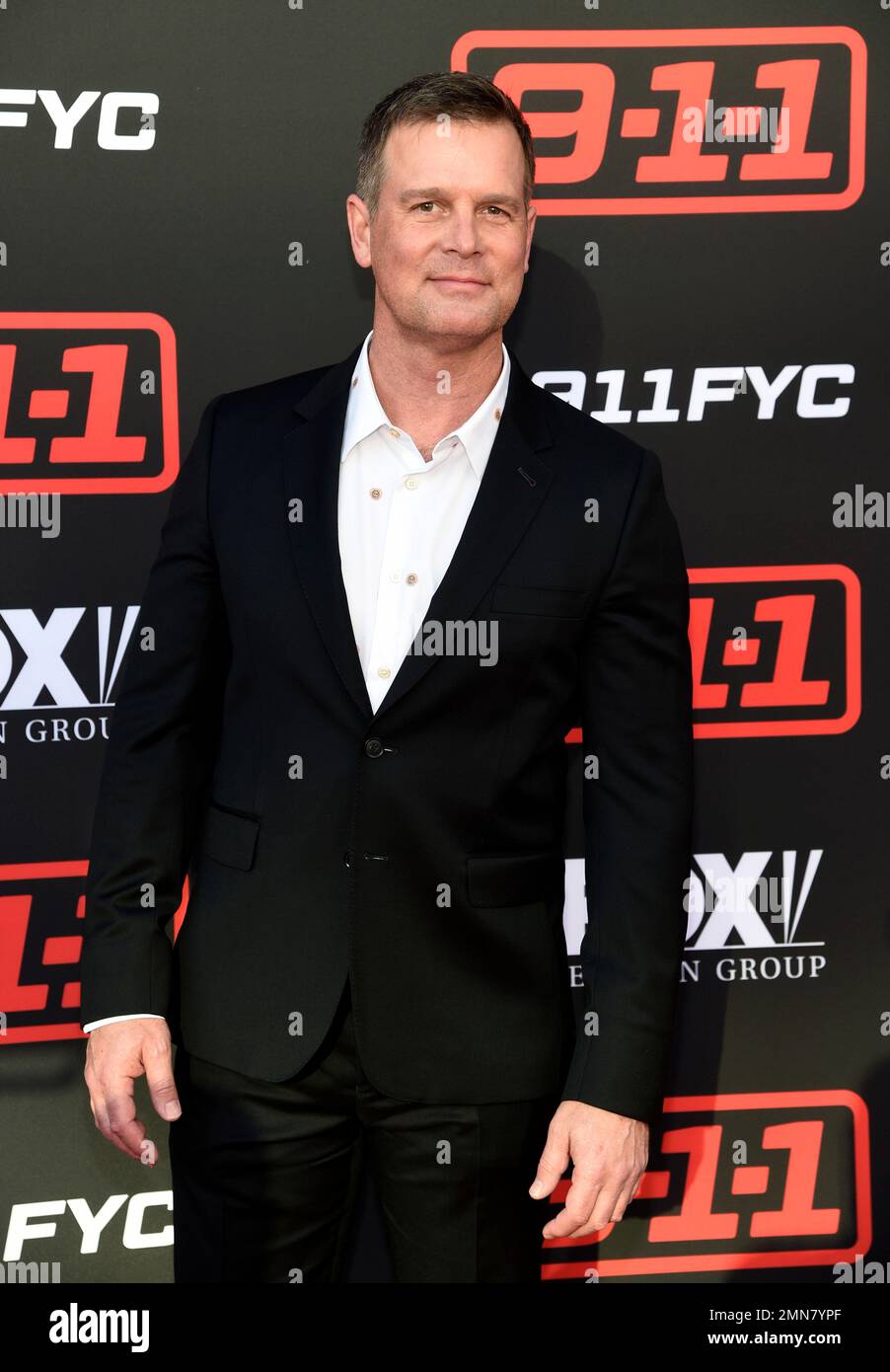 Peter Krause, a cast member in the television series "9-1-1," poses at ...