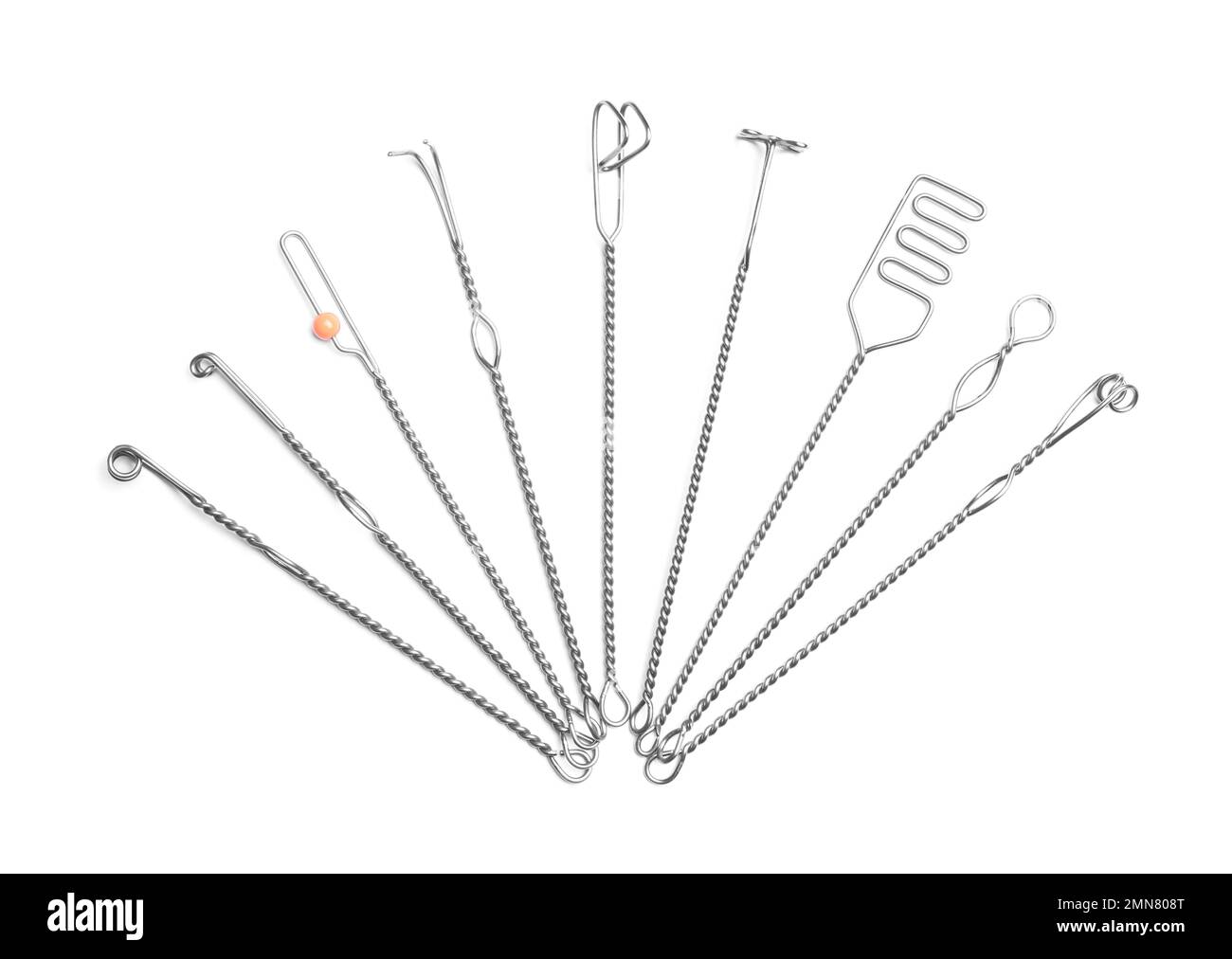 Set of logopedic probes for speech therapy on white background, top ...