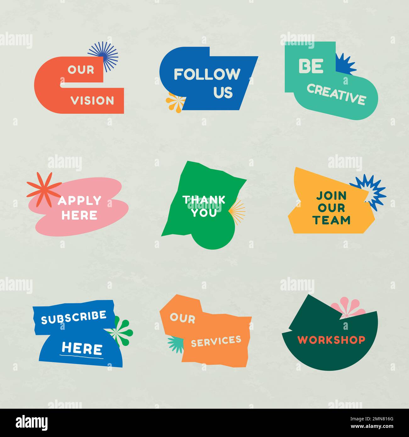 Abstract shape badge, colorful badge, geometric design set, vector ...