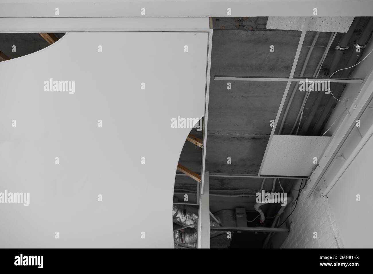 Process of stretch ceiling installation in room Stock Photo - Alamy