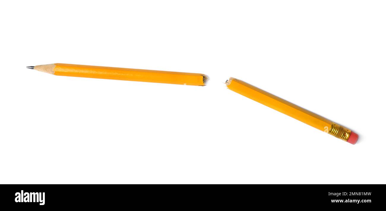 Broken pencil isolated on white, top view Stock Photo - Alamy