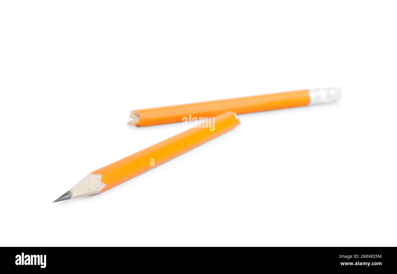 Broken graphite pencil with eraser isolated on white Stock Photo - Alamy