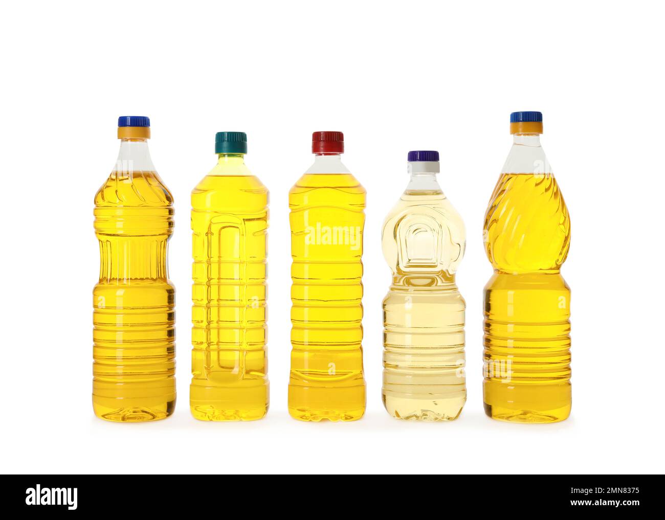 Cooking oil in different bottles isolated on white Stock Photo - Alamy