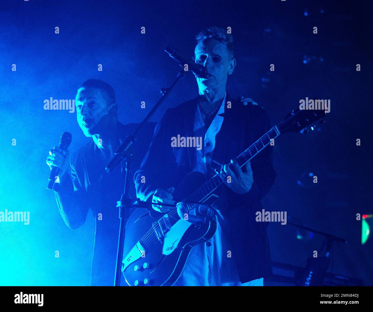 Dave Gahan, left, and Martin Gore of the band Depeche Mode perform in ...