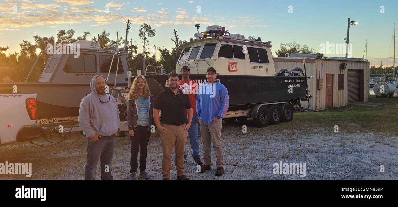 Two survey crews from the U.S. Army Corps of Engineers, Mobile District ...