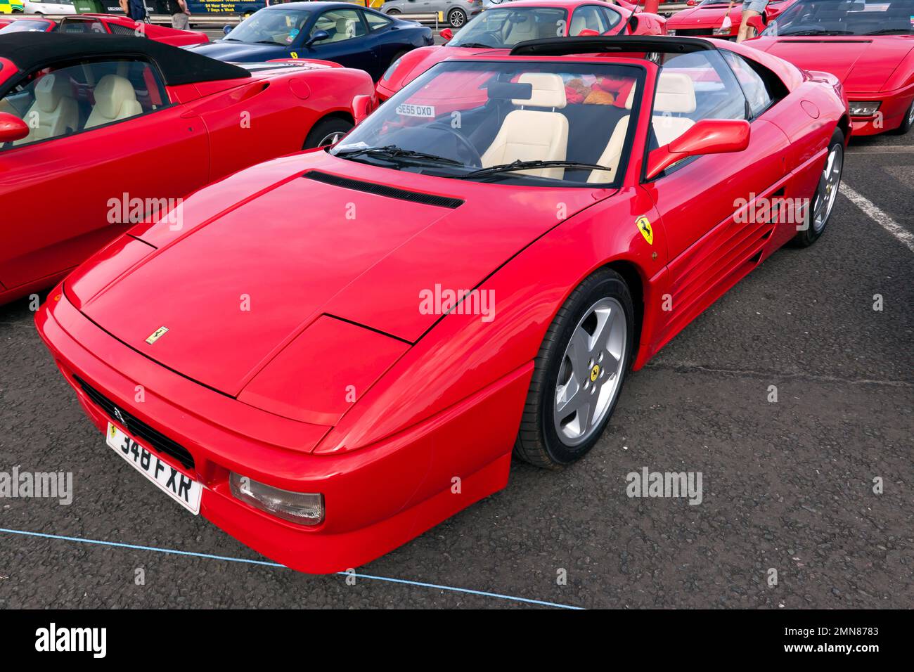 Three-quarters Front View of a Red, 1993, Ferrari 348 ts, on display at ...