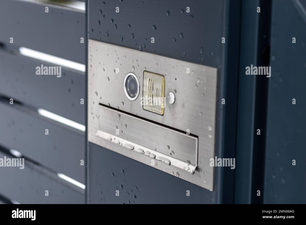 A modern videophone with a letterbox and a wireless card reader ...