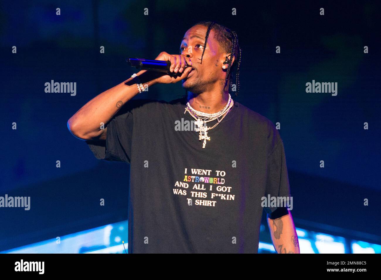 Rapper Travis Scott performs at The Governors Ball Music Festival at ...
