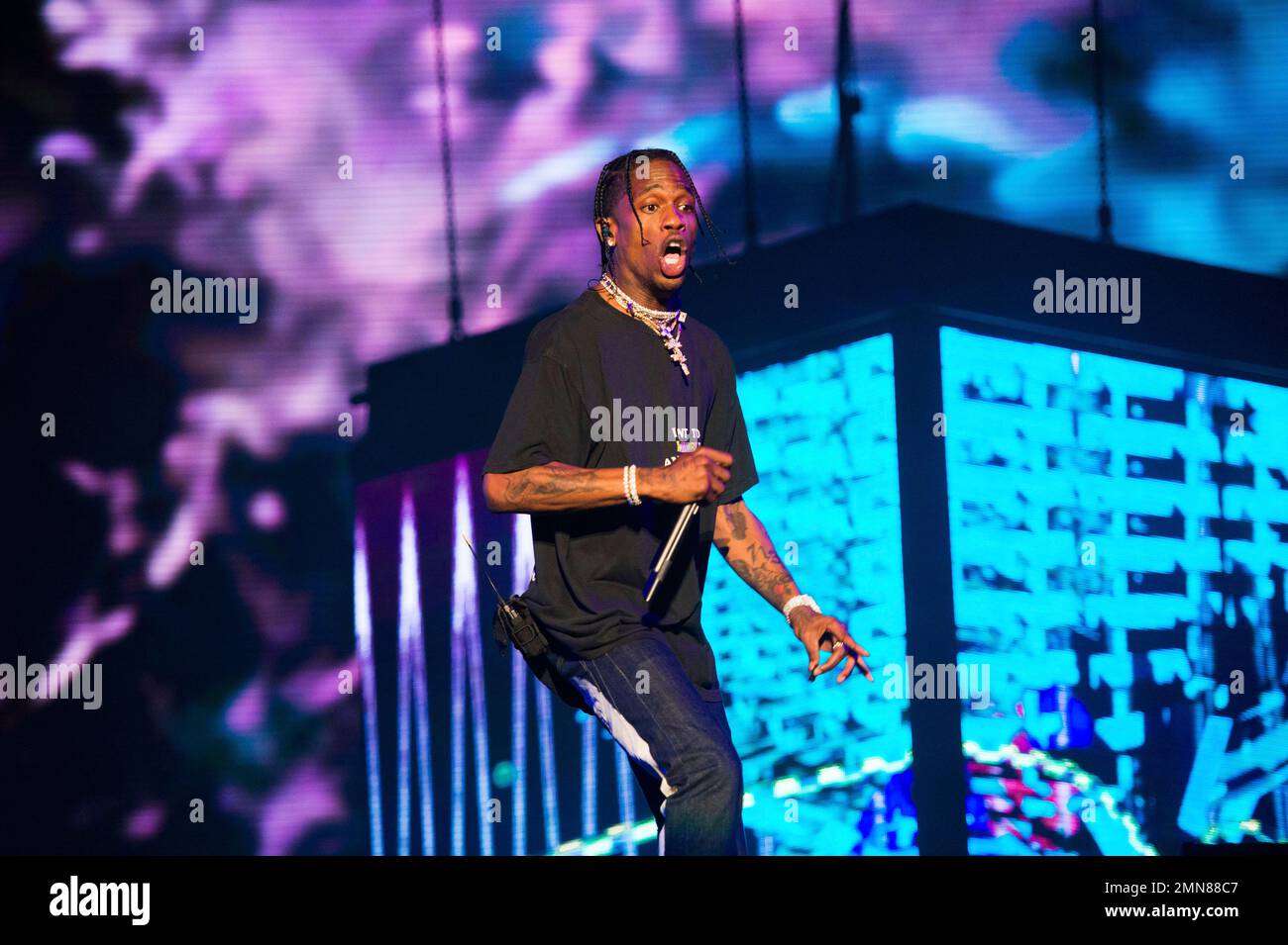 Rapper Travis Scott performs at The Governors Ball Music Festival at ...