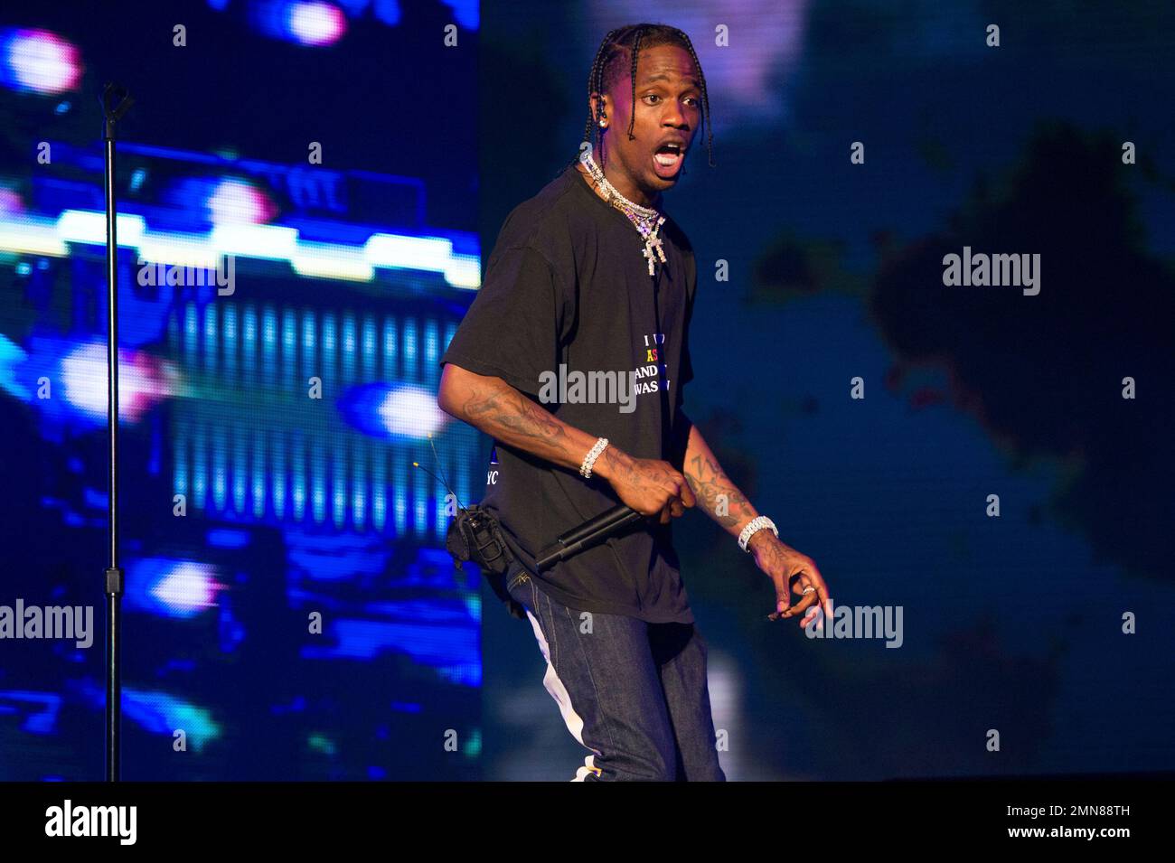 Rapper Travis Scott performs at The Governors Ball Music Festival at ...