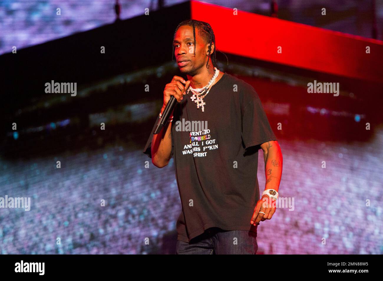Rapper Travis Scott performs at The Governors Ball Music Festival at ...