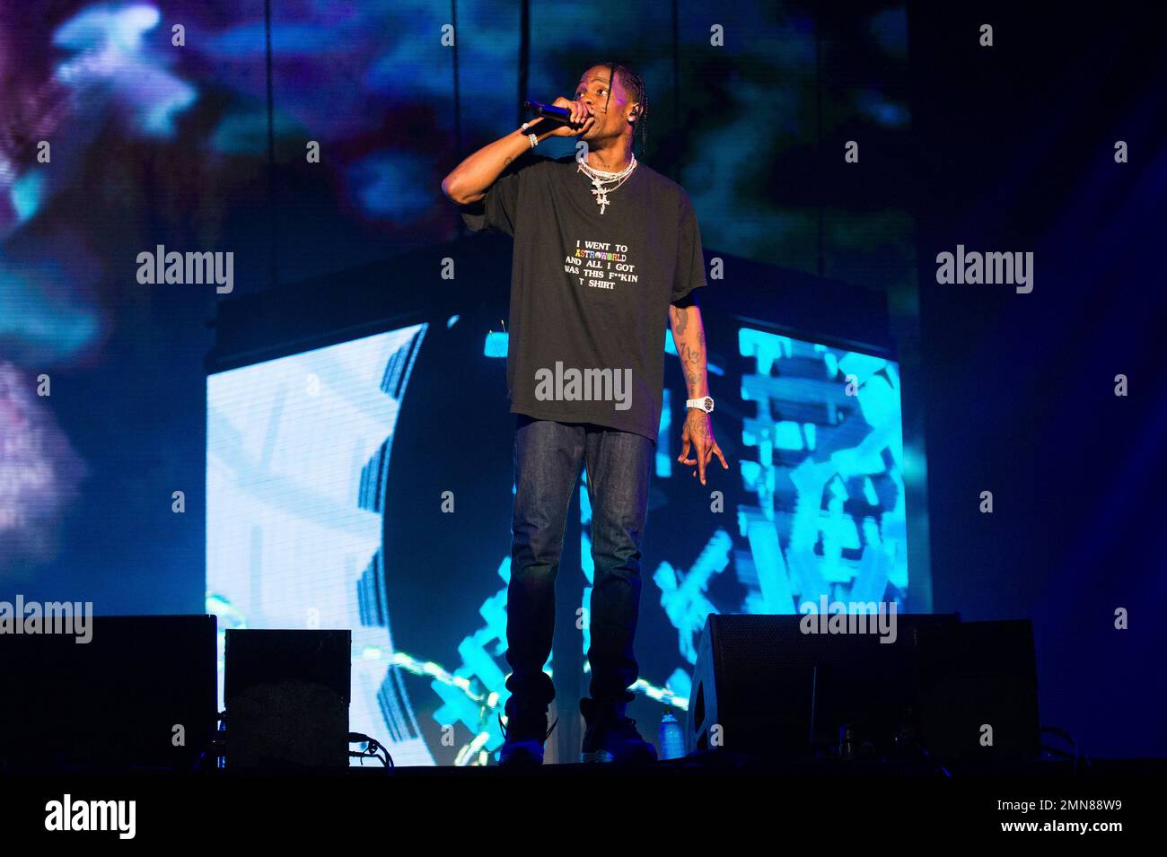 Rapper Travis Scott performs at The Governors Ball Music Festival at ...