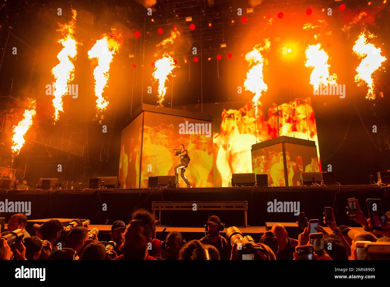 Rapper Travis Scott performs at The Governors Ball Music Festival at ...