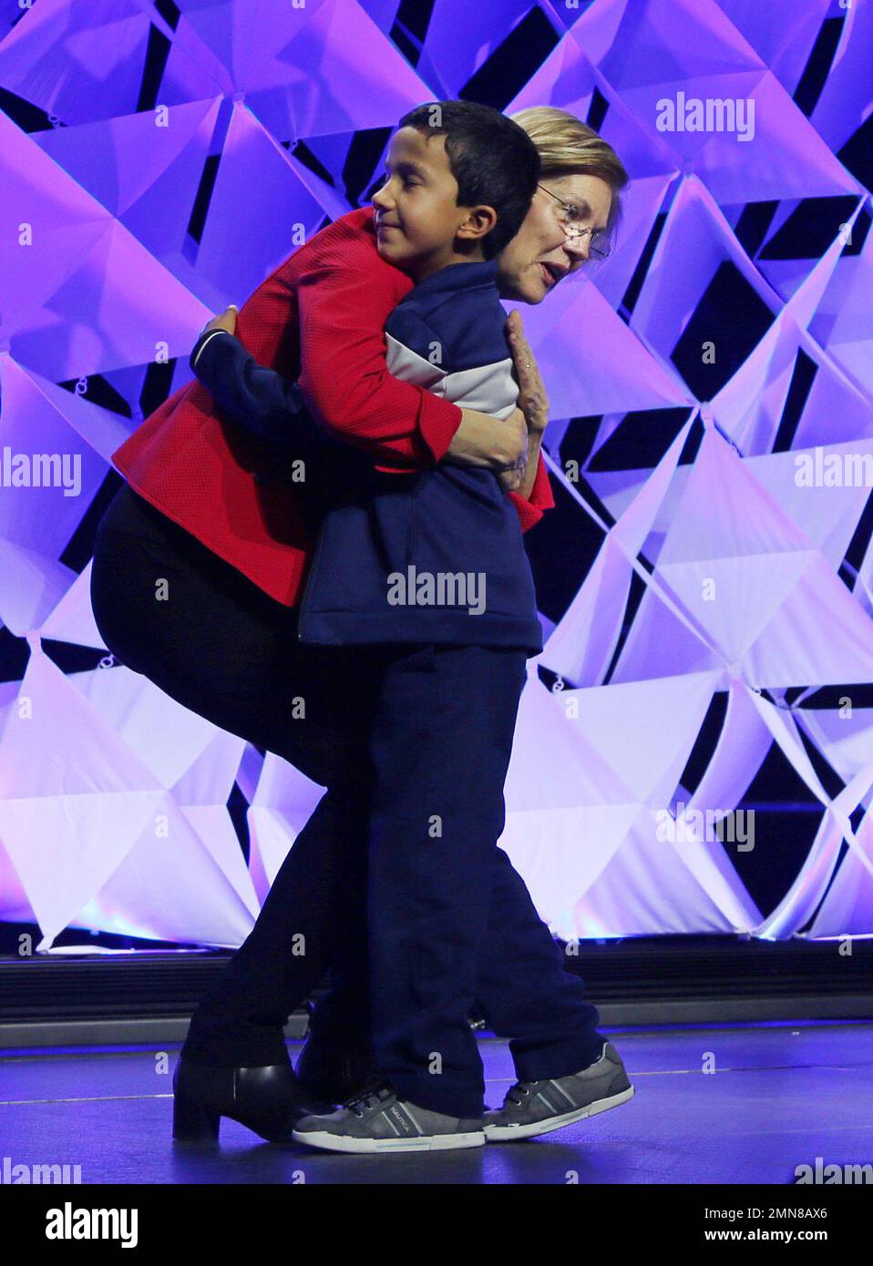 U.S. Senator Elizabeth Warren hugs her grandson, Atticus Mann Tyagi ...