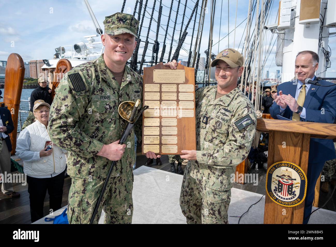 BOSTON (Sept. 30, 2022) Command Senior Chief Seth Miles, right ...