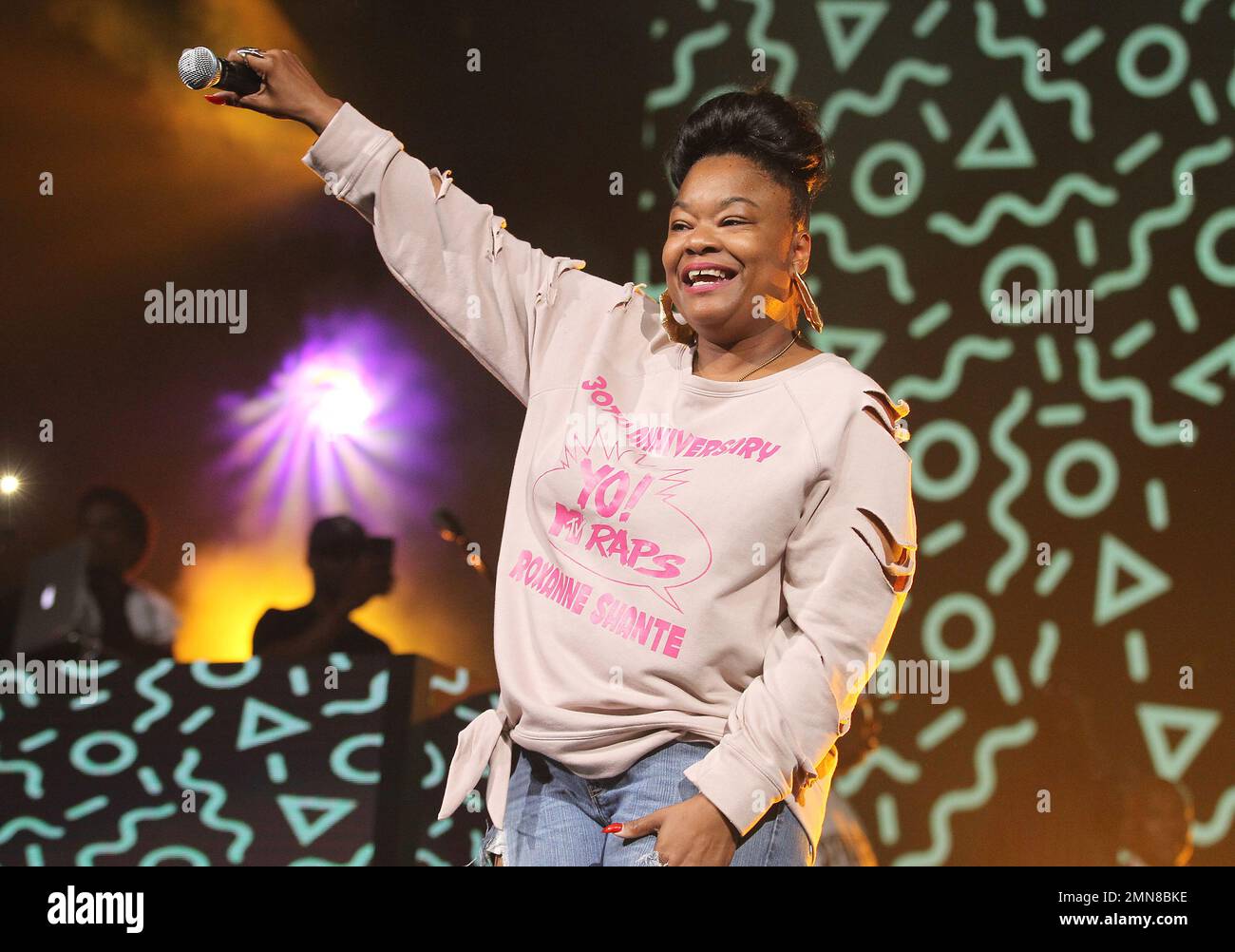 Rapper Roxanne Shante performs at the Yo! MTV Raps: 30TH Anniversary ...