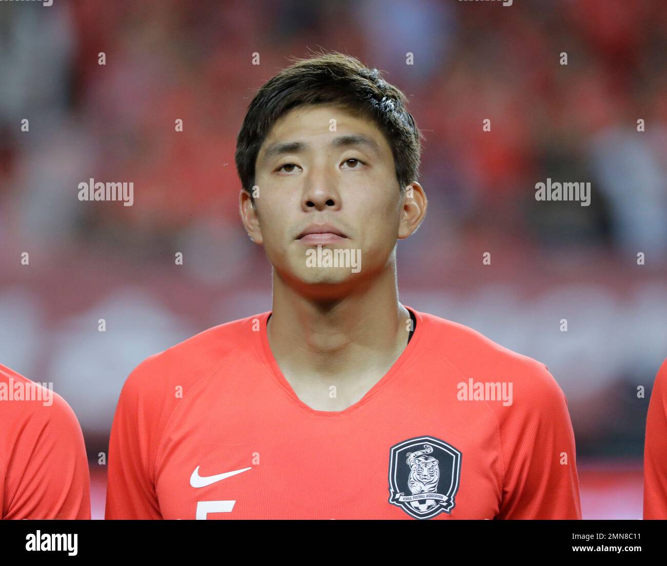 South Korea's Yun Young-sun lines up before a friendly soccer match ...
