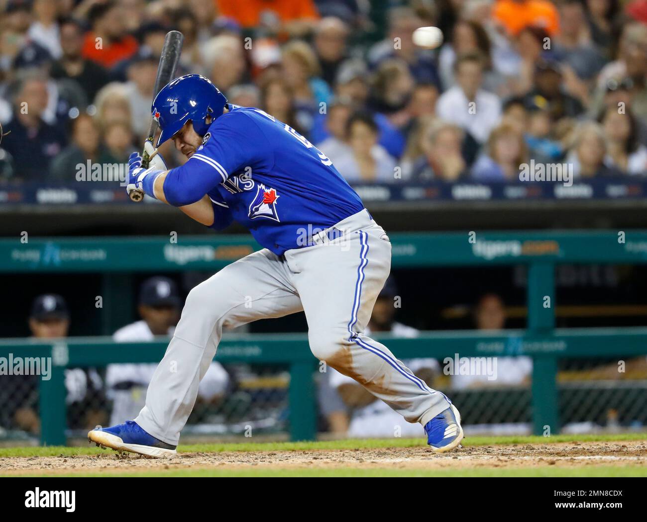 Toronto Blue Jays' Russell Martin ducks from a Detroit Tigers relief ...