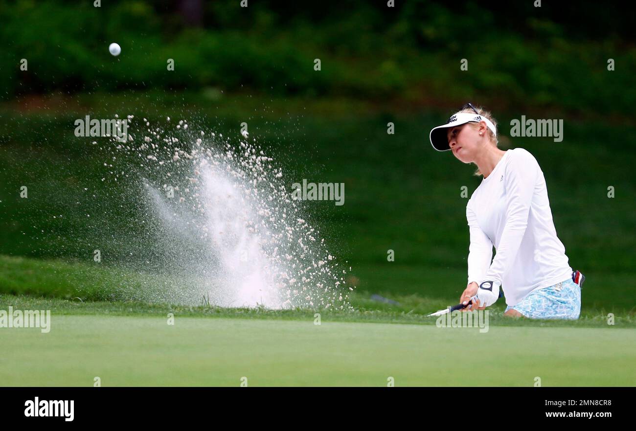 Jessica Korda hits out of a bunker to the sixth green during the second ...
