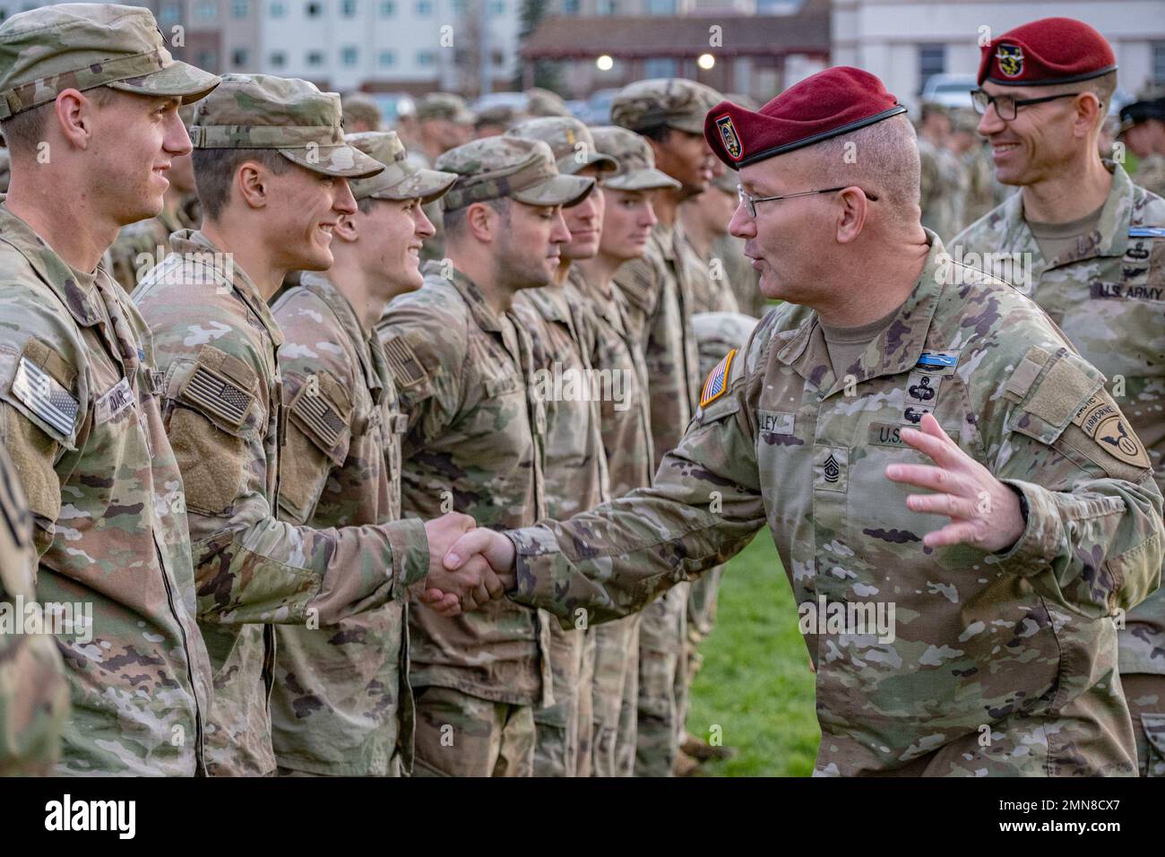 Command Sgt. Maj. Vern B. Daley, center, 11th Airborne Division Senior ...