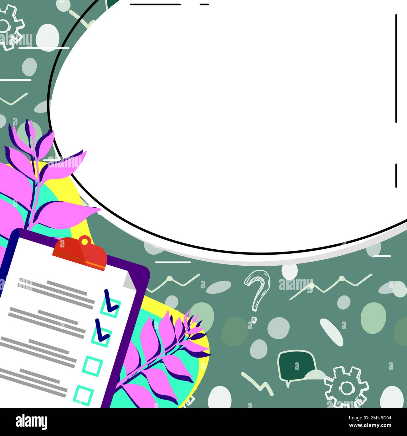 Paper with plan on bright colored background. White text holder with ...