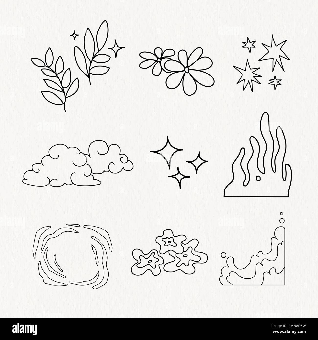 Abstract nature, doodle design collage element set vector Stock Vector ...