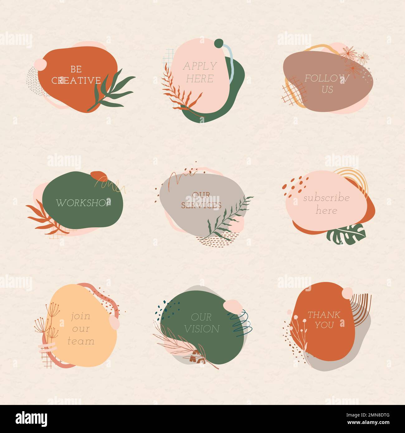 Memphis shape template, earth tone graphic design badge collection ...