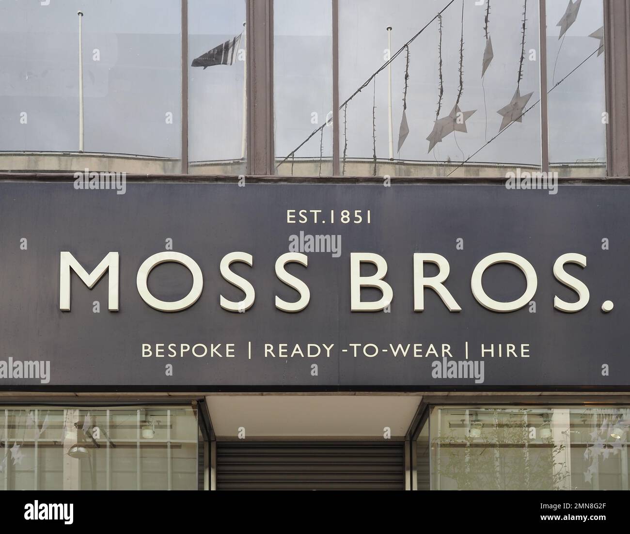 LONDON, UK - CIRCA OCTOBER 2022: Moss Bros storefront sign Stock Photo ...