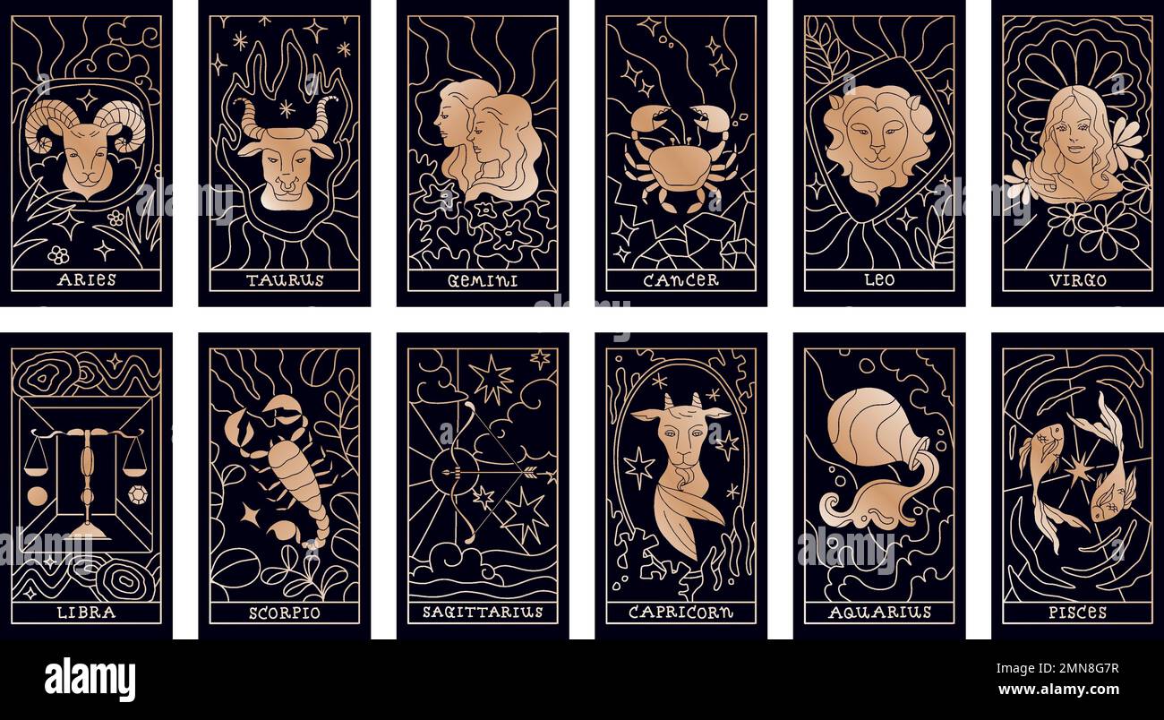 Aesthetic zodiac signs doodle art collection vector Stock Vector Image ...