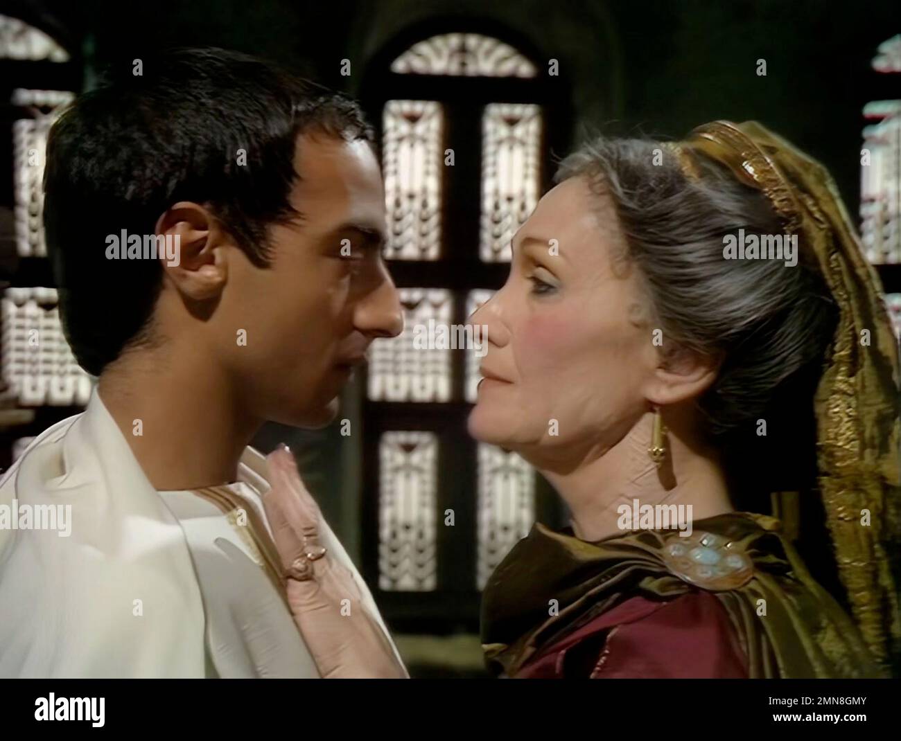 London.UK. Darien Angadi (as Gaius Plautius Silanus) and Sian Phillips ...