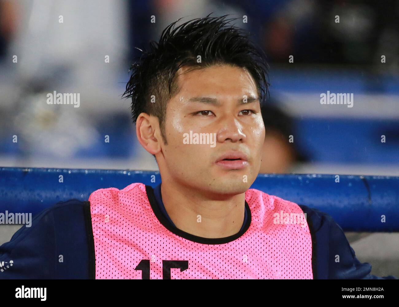 Japan's goalkeeper Kosuke Nakamura stands during a friendly soccer ...