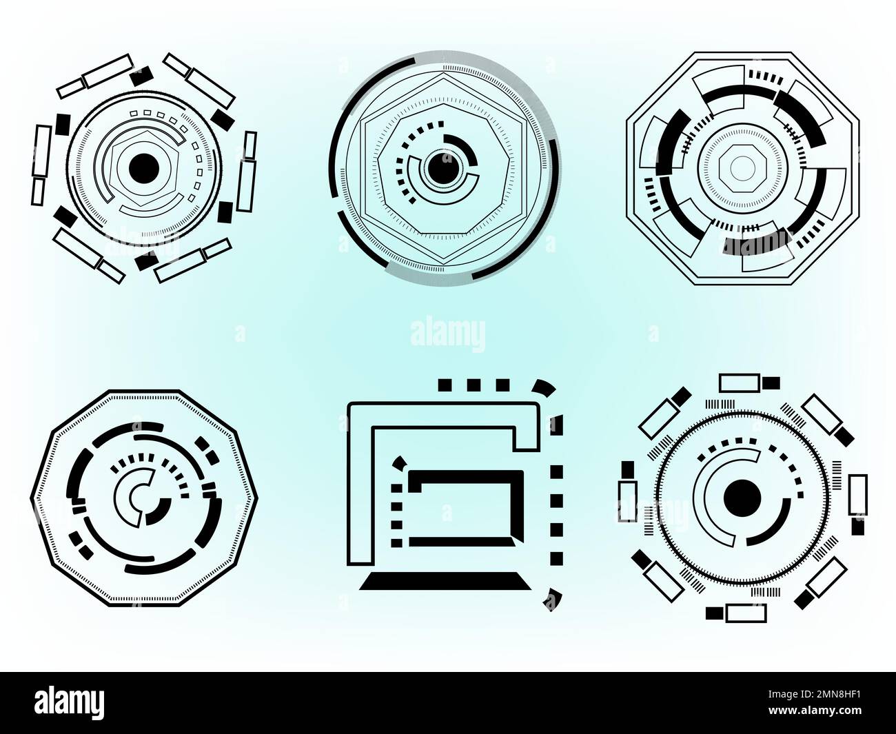 Collection of tech gear business futuristic technology icon element ...