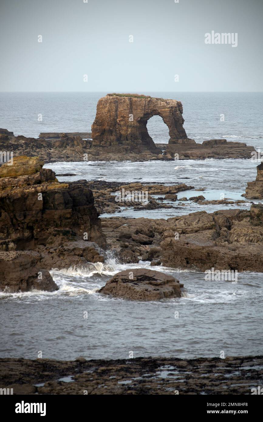Rock formations in the sea near Souter Lighthouse. The Pub Walk in ...