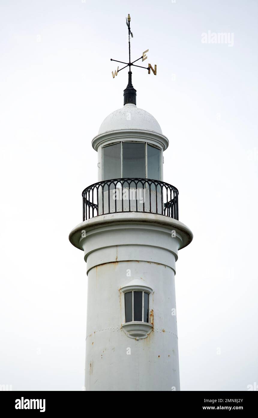 Lighthouse on the headland before Whitburn Bay with an Oriel window ...