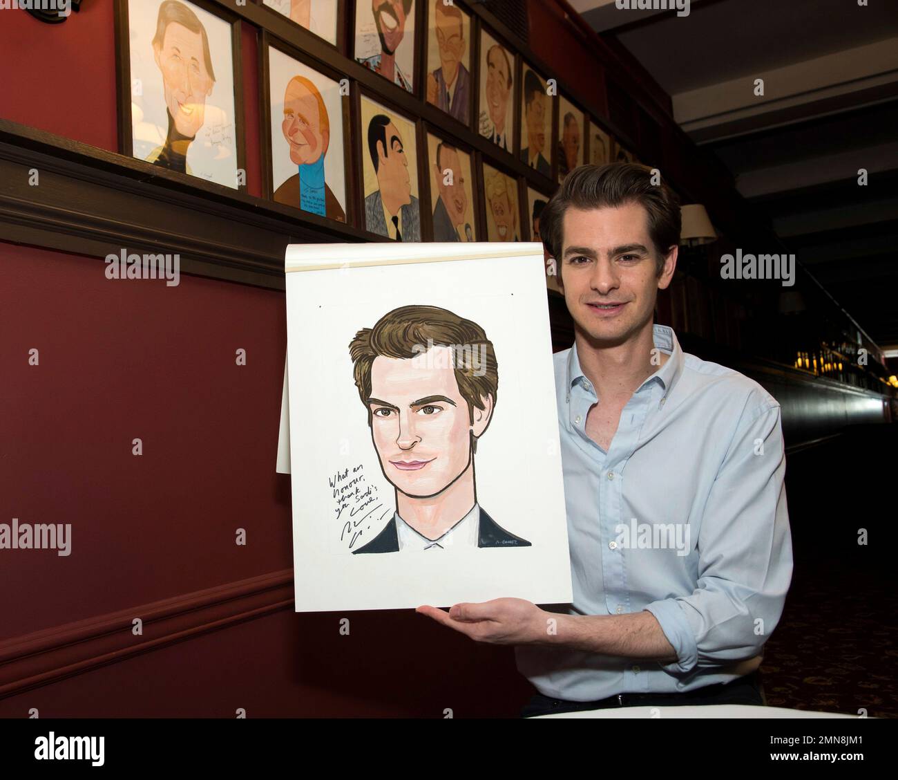 Andrew Garfield attends his caricature unveiling at Sardi's restaurant ...