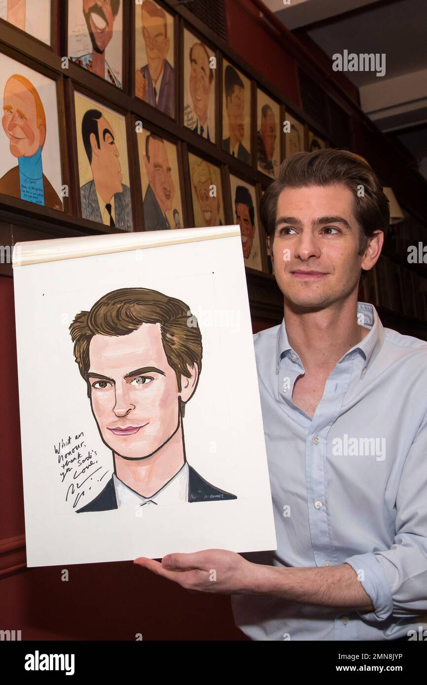 Andrew Garfield unveils his caricature at Sardi's restaurant on ...