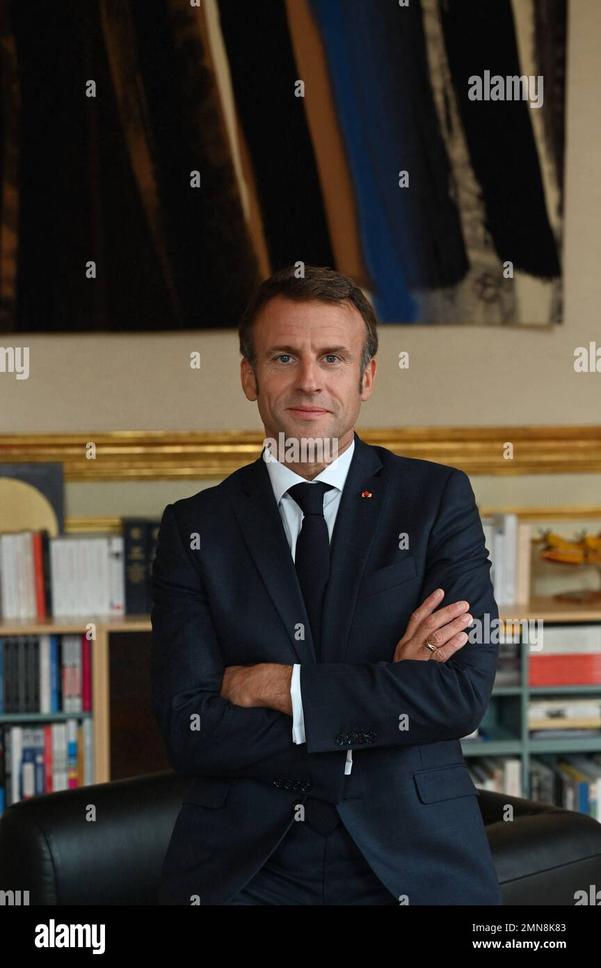 On 5 september, 2022, French President Emmanuel Macron meets writer ...